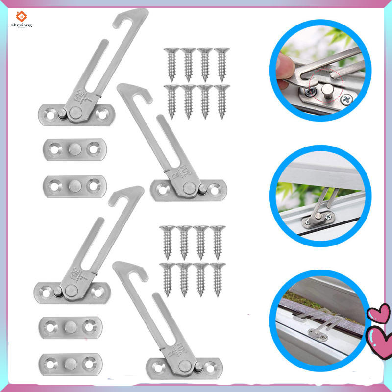 สแตนเลส Window Brace 6 ชิ้น Casement ล็อคความปลอดภัยของเด็ก Stopper ...