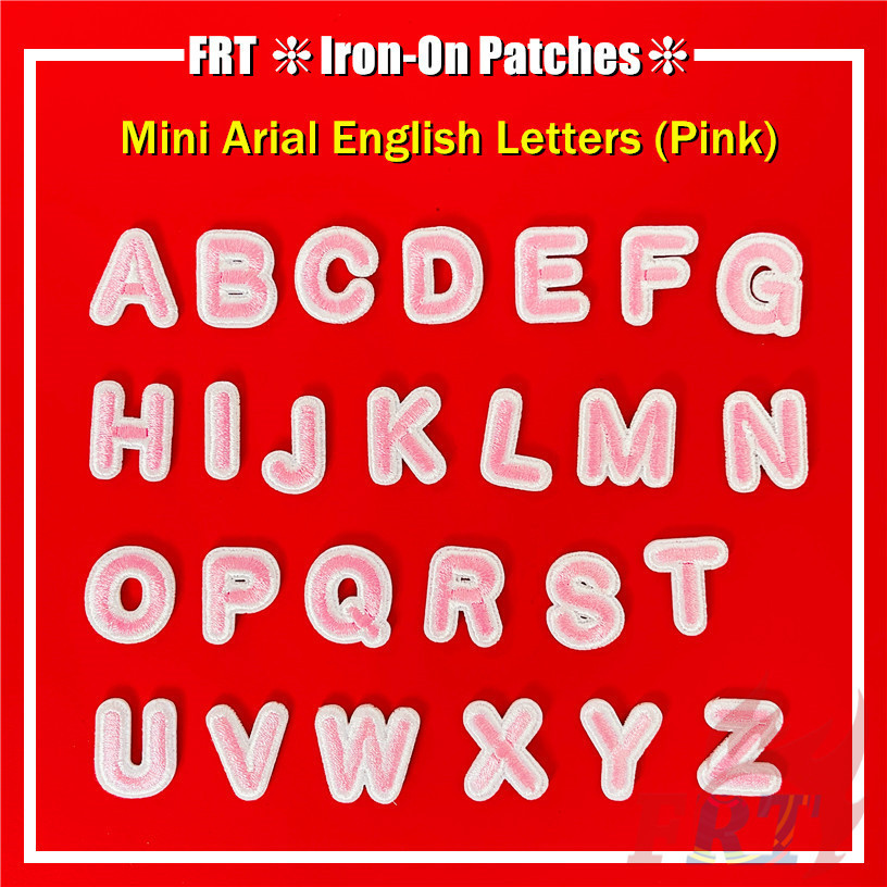☸ Mini Arial English Letters (สีชมพู) แผ่นแปะรีด ☸ 1 ชิ้นตัวอักษร DIY ...