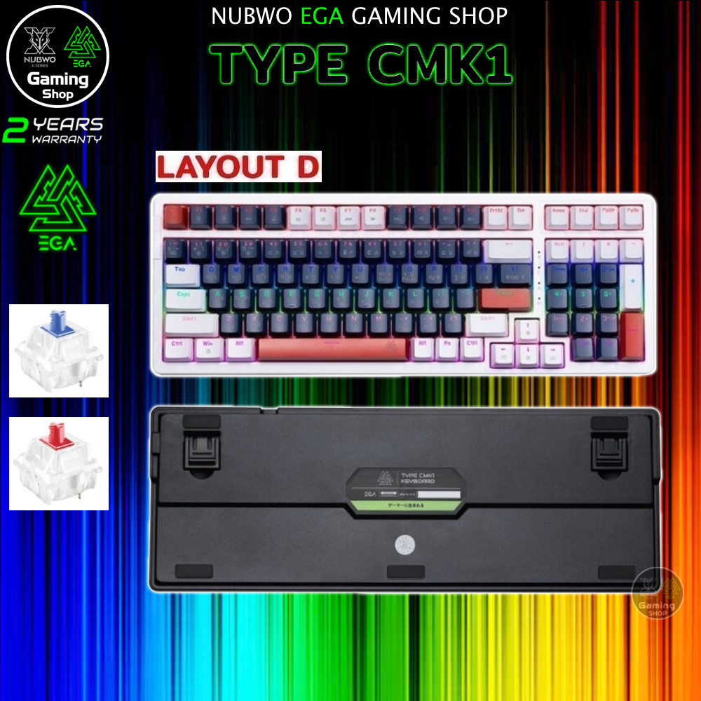 🎮 GAMING NUBWO EGA TYPE CMK1 LAYOUT D BLUE RED SWITCH CUSTOM MECHANICAL ...