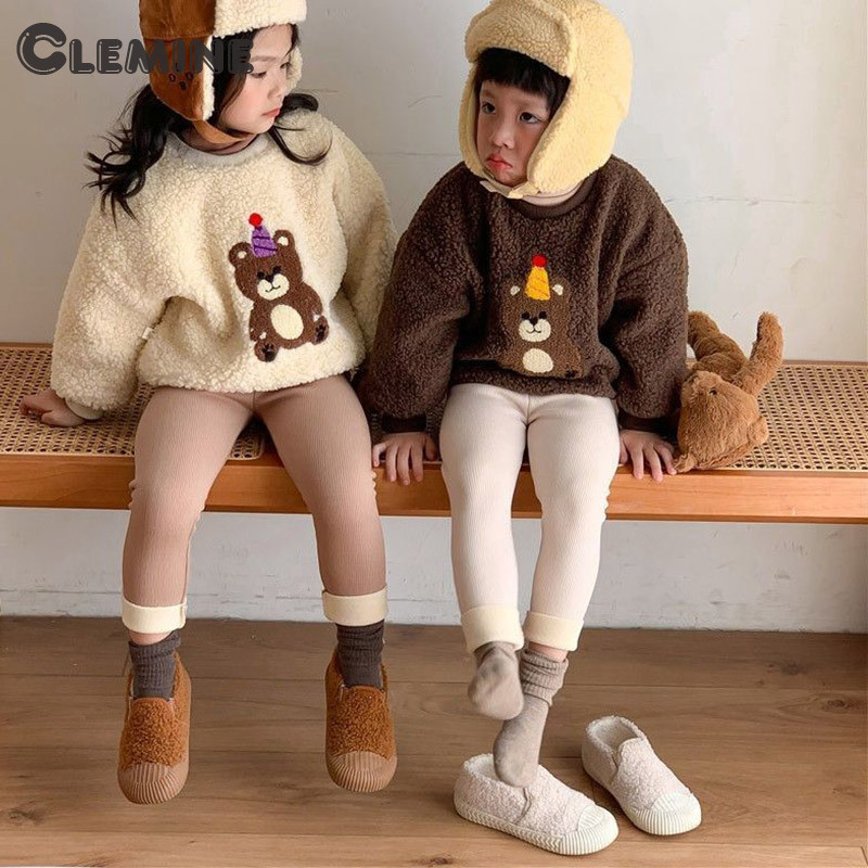 Clemine กางเกงเลกกิ้งอเนกประสงค์แฟชั่นผ้าฟลีซในตัวสําหรับเด็กผู้หญิง ...