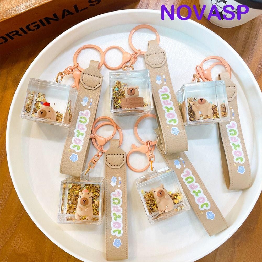 Novasp Liquid Quicksand Capybara พวงกุญแจ, Creative Moving Liquid Capybara Quicksand ขวดพวงกุญแจ ...