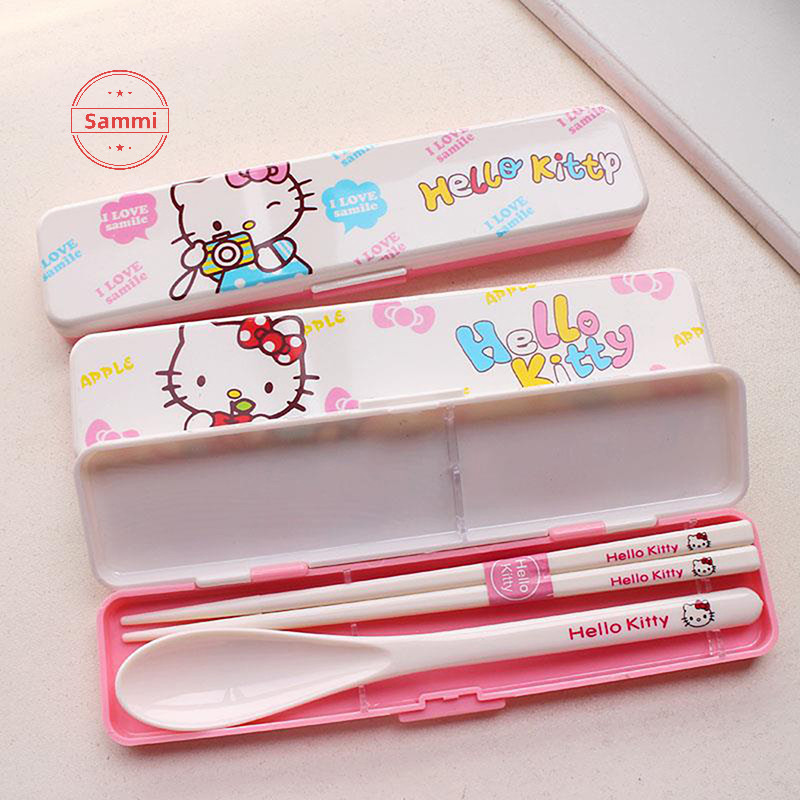 Sammi 1PC น่ารักการ์ตูน KT Cat Chops ช้อนส้อมชุด Kawaii Hello Kitty แบบ ...
