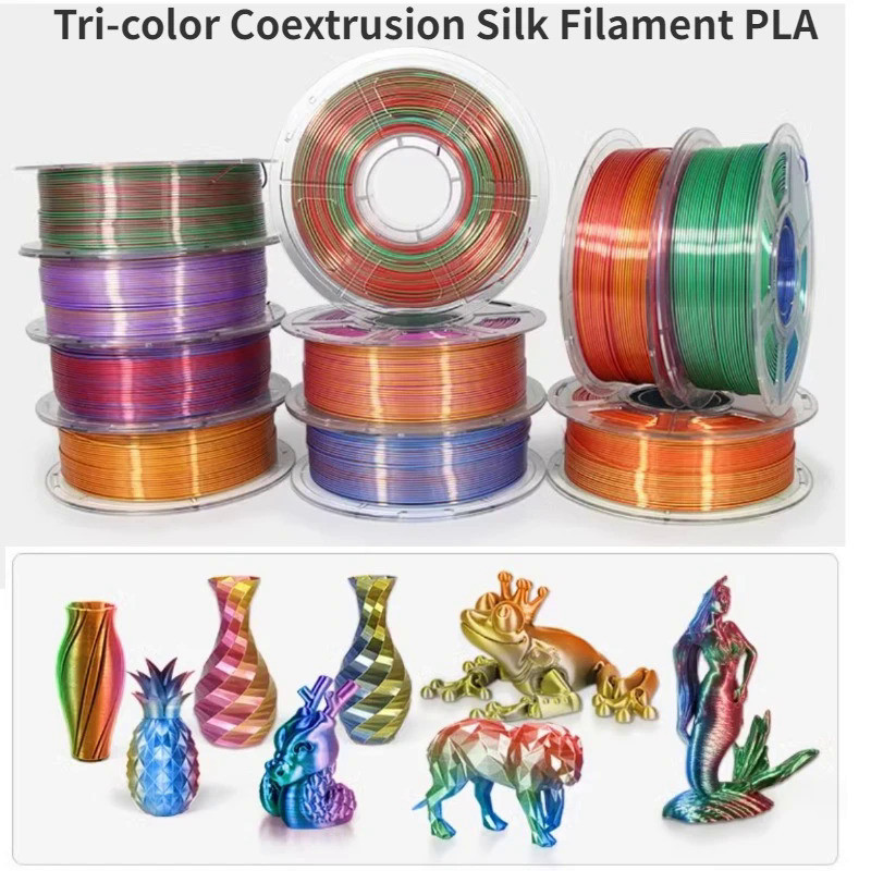 Silk Like PLA Filament 1.75mm Tri Color Filament,Shiny Silk PLA ...