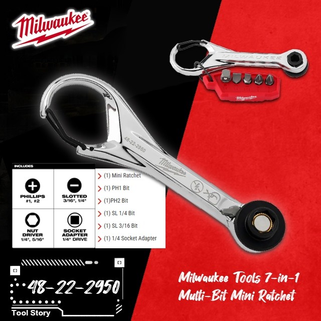 Milwaukee Tools 7-in-1 Multi-Bit Mini Ratchet 48-22-2950 | Shopee Thailand