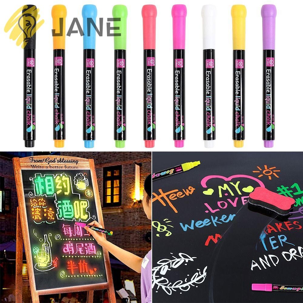 JANE ปากกาชอล์กเหลว Erasable กระดานดํา Graffiti Led Board การเขียน Art ...