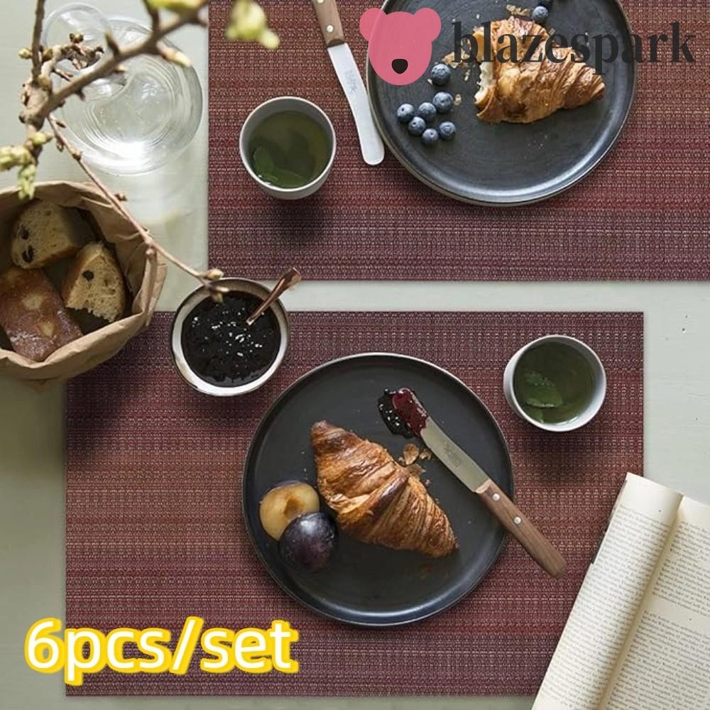 BLAZESPARK 6 ชิ้นเสื่อโต๊ะ,แผ่นรองจานลาย PVC กันน้ํา,อุปกรณ์ครัวทนความร้อนลื่นสกปรกแผ่นฉนวนกัน ...