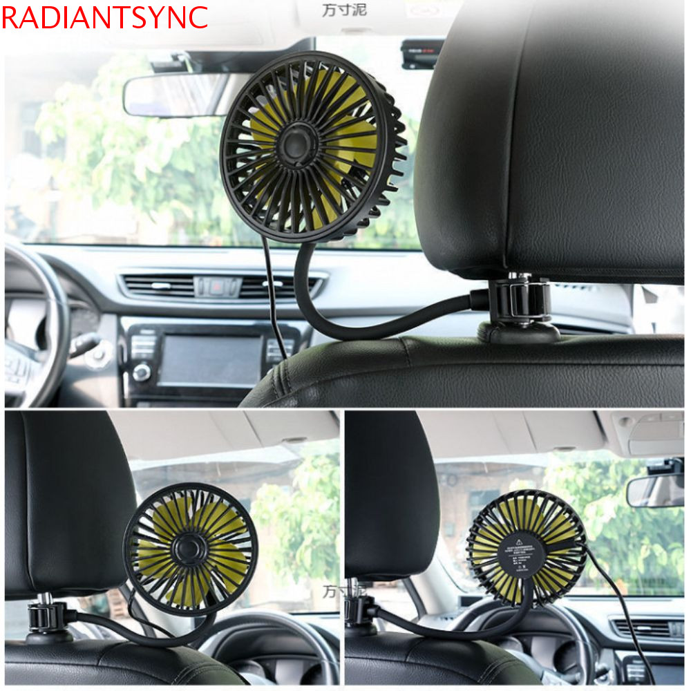 RADIANTSYNC พัดลมเบาะหลังรถ, 5 ใบพัดลม USB Auto Headrest พัดลมระบายความร้อน, Multidirection 360 ...