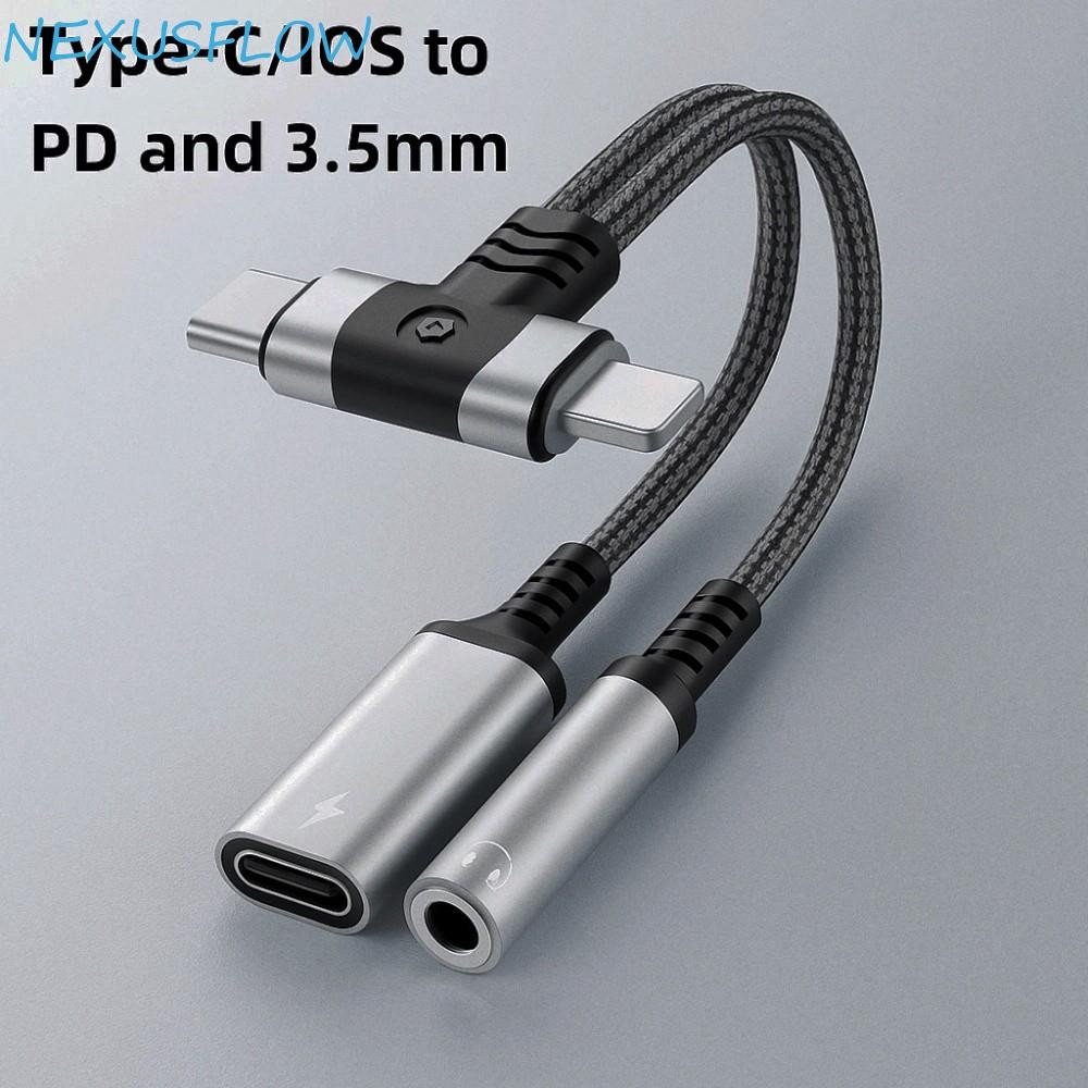 NEXUSFLOW Type-C/ ถึงอะแดปเตอร์ AUX, PD 10W Fast Charging 4-in-1 USB C ถึง 3.5 มม., ฟังเพลง ...