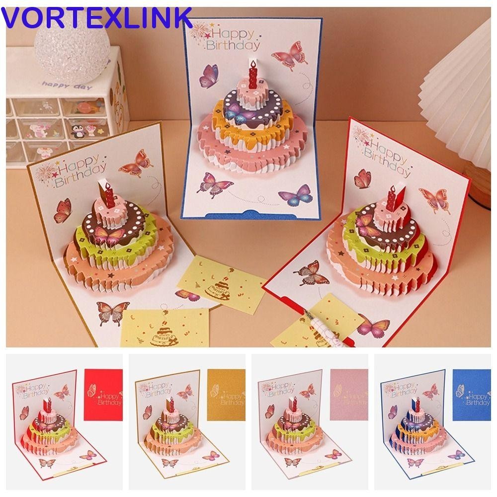 Vortexlink การ์ดอวยพรสุขสันต์วันเกิด, การ์ดข้อความเค้กวันเกิด DIY 3D ...