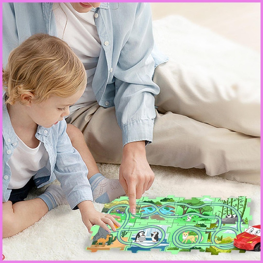 ปริศนา Racer Kids Car Track Set Creative Slot Car Race Tracks Car Play ...