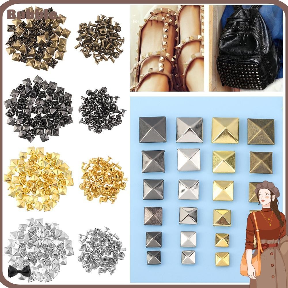 Bubble 50 ชุด Square Rivets DIY หัตถกรรมรองเท้ากระเป๋าตกแต่งเสื้อผ้า ...