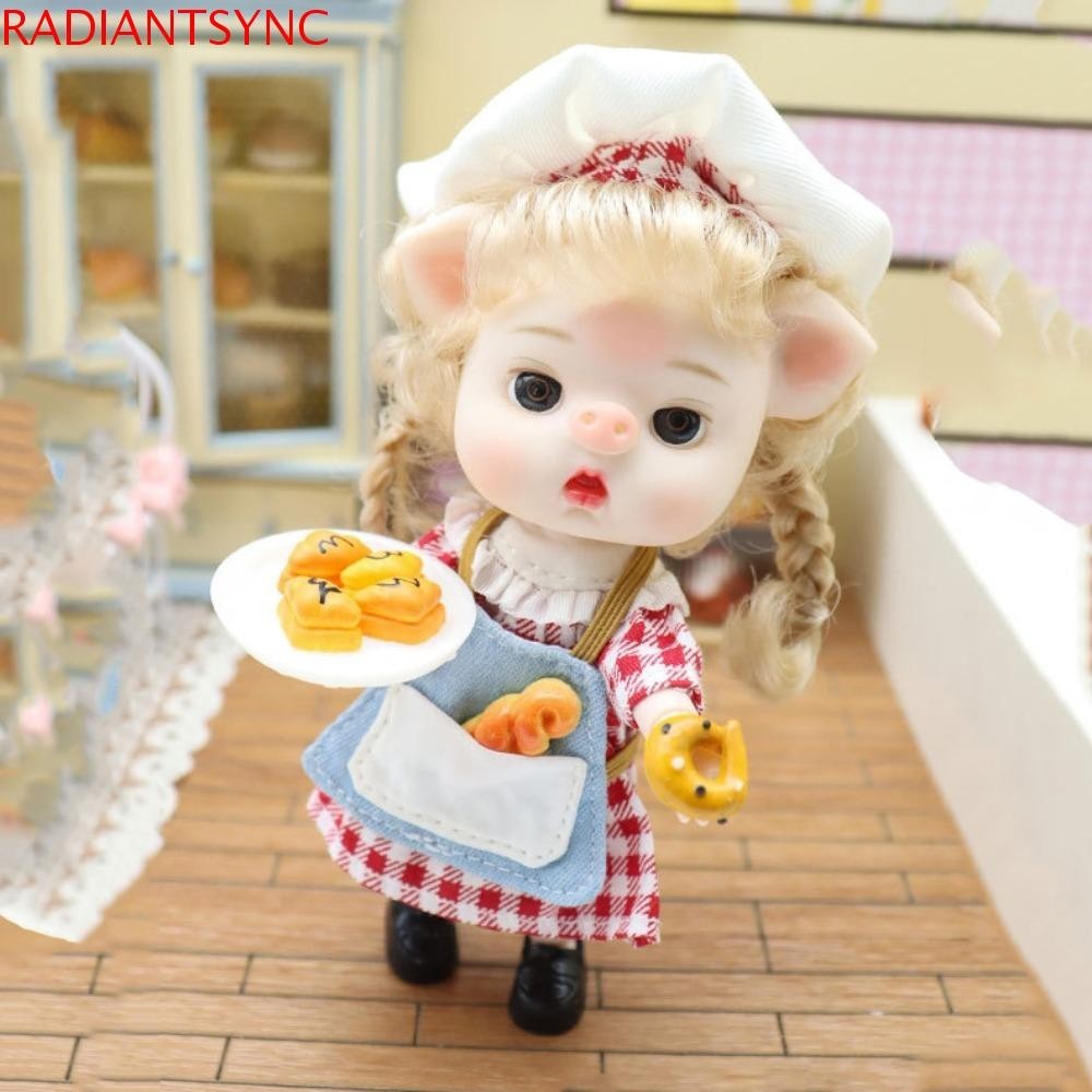 Radiantsync Big Eyes ของเล่นตุ๊กตา, หมูจมูก Movable Joint การ์ตูน Baker ตุ๊กตา Bjd, แต่งตัว ...
