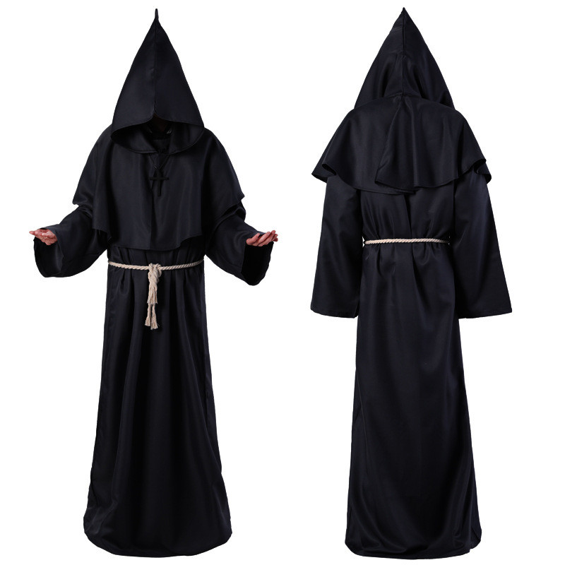 เสื้อคลุมพ่อมด ฮาโลวีน ยุคกลาง Christian Friar Priest Robes Witch Cape ...