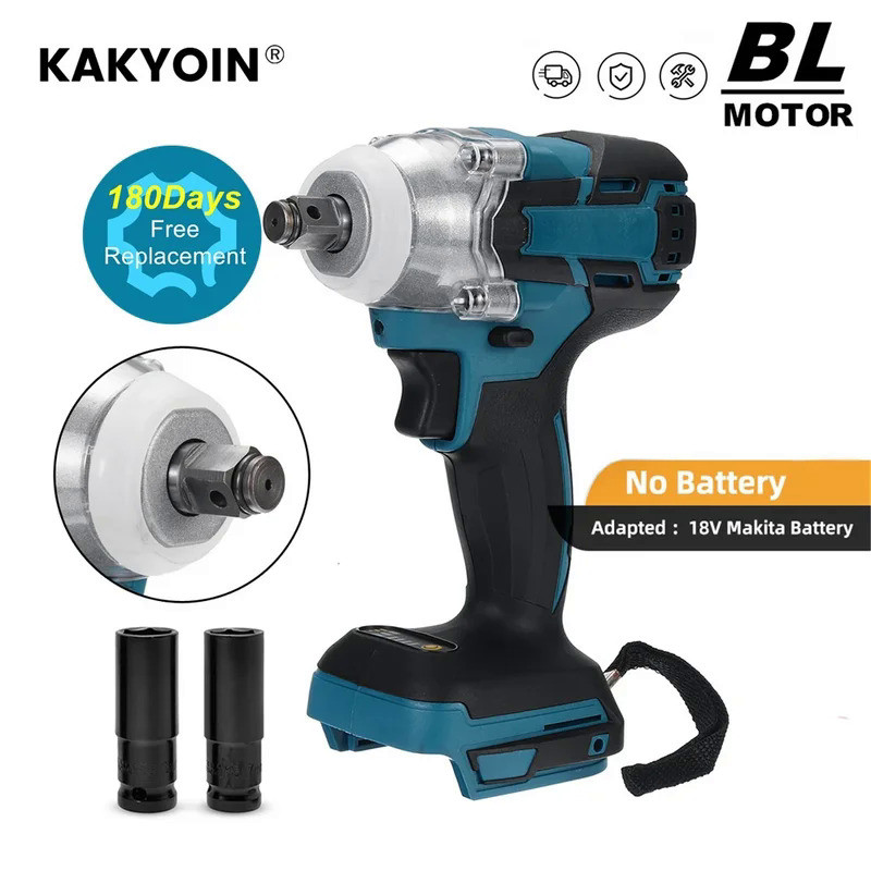 Cordless Brushless Electric Impact Wrench 520N.m Rechargeable 1/2 Socket Wrench Screwdriver ...