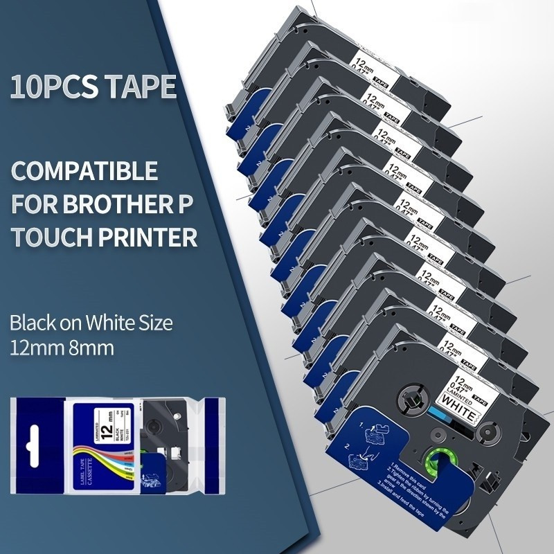 10 แพ็ค TZe231 ป้ายเทปสําหรับ Brother เทป 12 มม.ลามิเนตสีขาว Tz231 Tz ...
