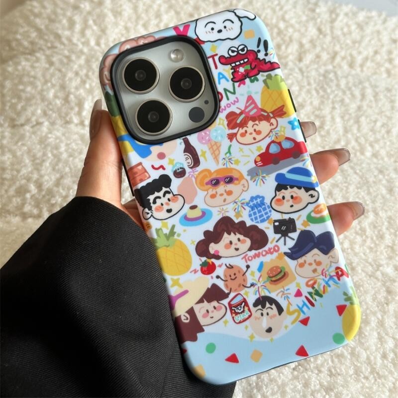 สีสัน Woody 2 in 1 กรณีเหมาะสําหรับ iPhone 11 12promax 12 13 14 15 pro ...