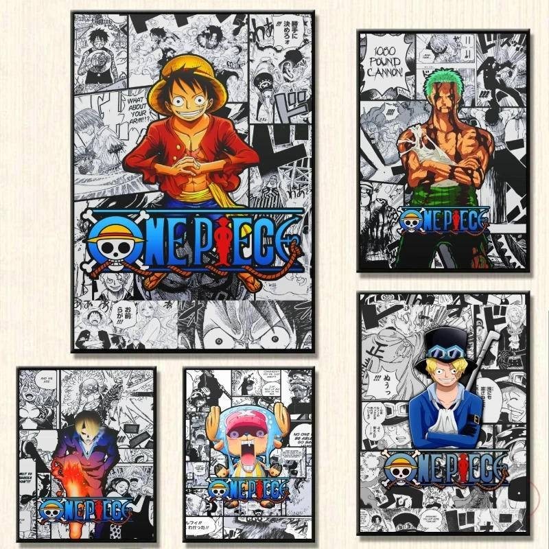 โปสเตอร์ One Piece Luffy Zoro Chopper Wall Art ภาพการ์ตูนเด็กตกแต่งห้อง ...