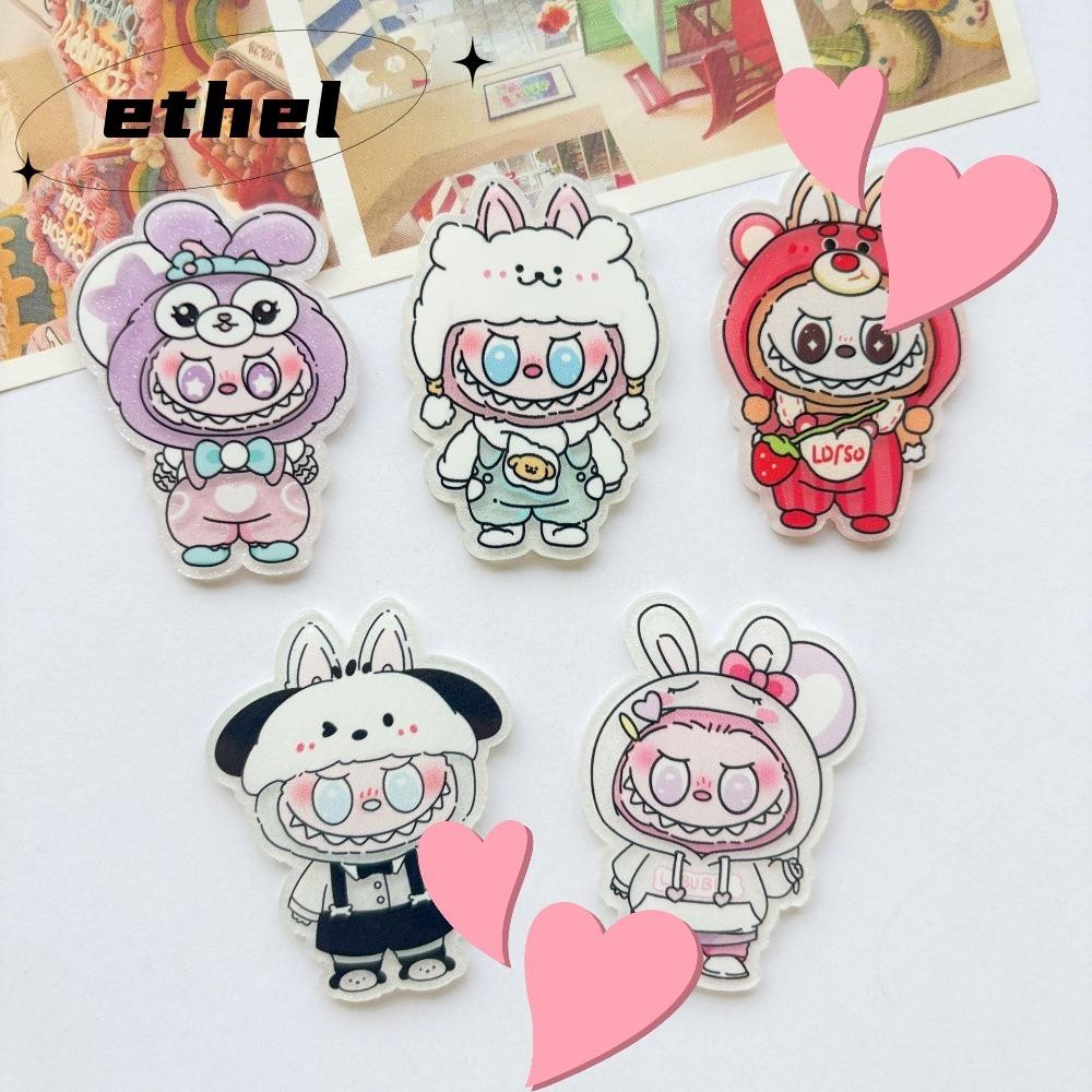 Ethel1 Labubu Animals Badge, น่ารักและปั่นอะคริลิค Labubu เข็มกลัด ...