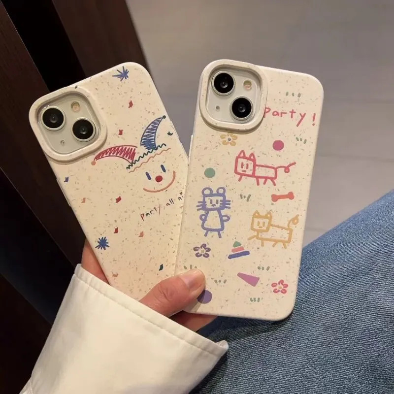 Iphone Doodle Clown Cat Apple 15 เคสโทรศัพท์ iPhone14 น่ารัก Instagram ...