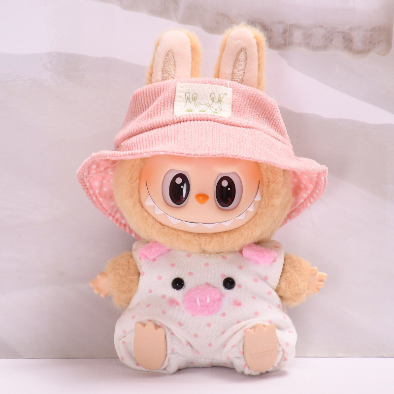 เฉพาะเสื้อผ้าเท่านั้น] 15cm labubu V2ตุ๊กตาลูกหมูกางเกงรัดผม labubu จี้ ...