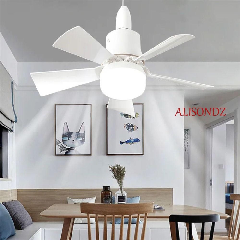 Alisondz ไฟพัดลมเพดาน LED, รีโมทคอนโทรลหรี่แสงได้พัดลมไร้สาย, สมาร์ท 30W E27 ฐานโคมไฟพัดลม ...