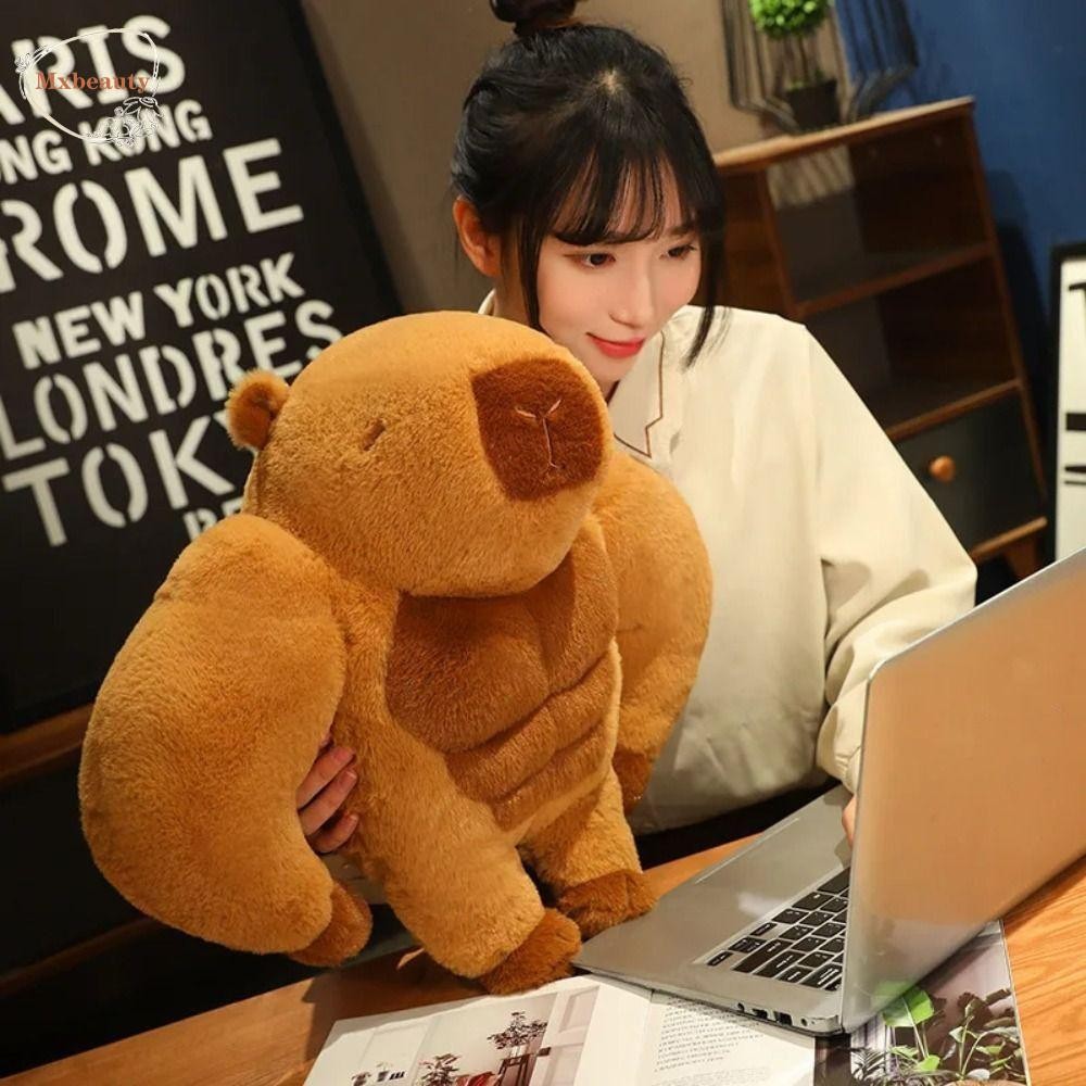 Mxbeauty กล้ามเนื้อ Capybara Plushies ของเล่น, PP ผ้าฝ้ายนุ่ม Capybara Plush กล้ามเนื้อ Man หมอน ...