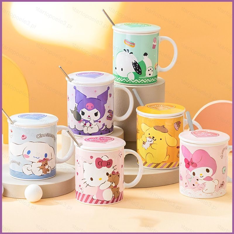 Ellen Sanrio My Melody Hello Kitty การ์ตูนแก้วพร้อมฝาปิดช้อนของขวัญสาว ...