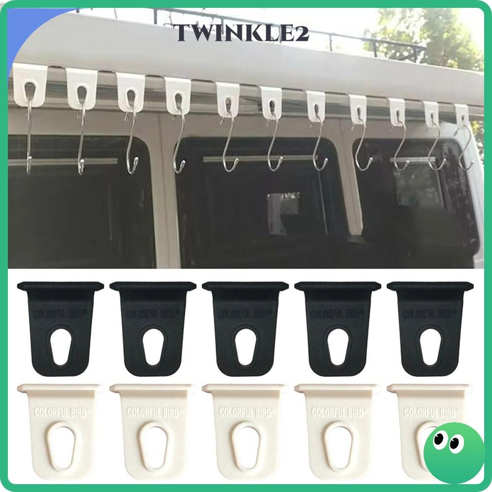 Twinkle 10 ชิ้นตะขอกันสาดแคมป์ปิ้ง, สําหรับ RV สีดําสีขาวเสื้อผ้า Hook ...