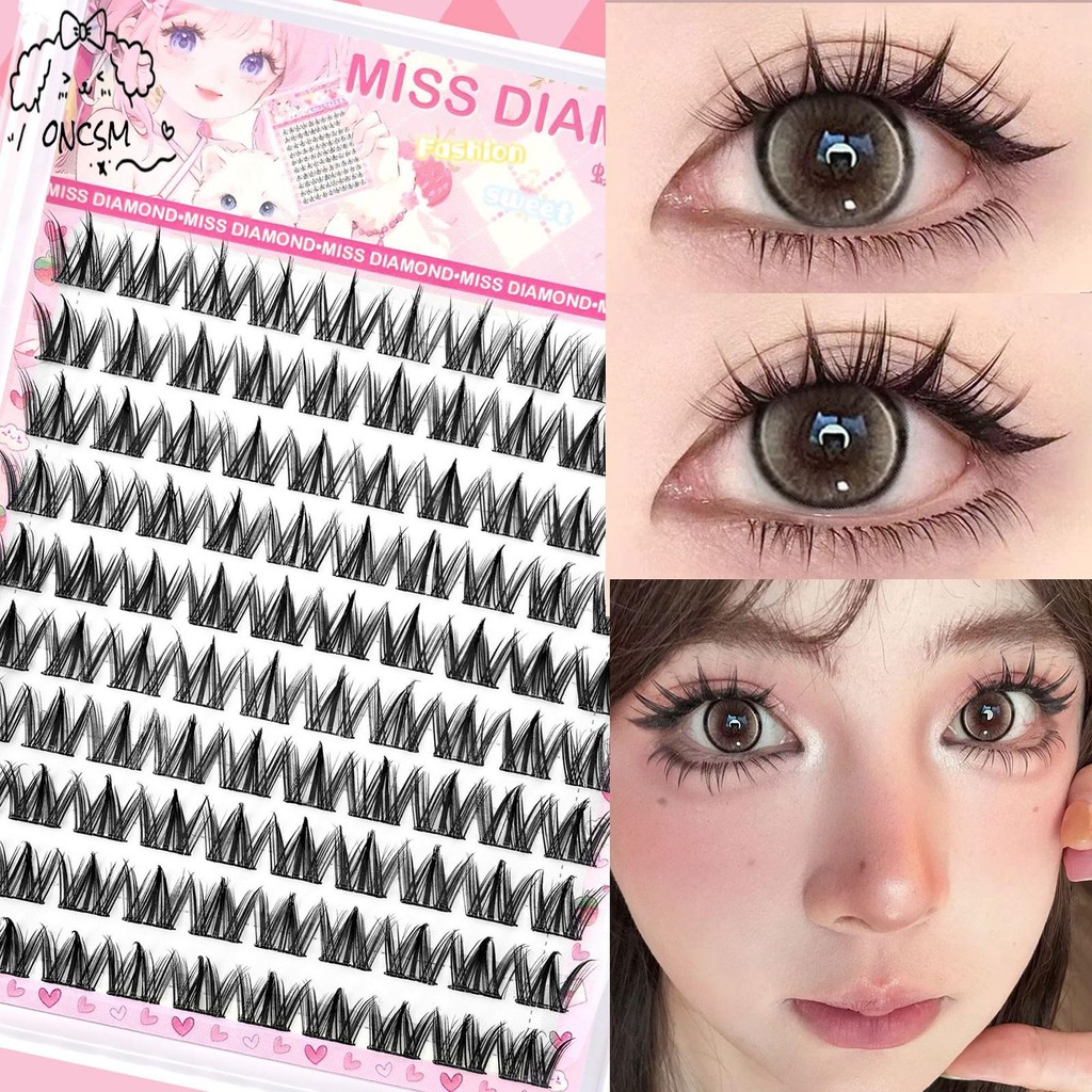 Black Pre Glued Lash Clusters Manga Self Adhesive Eyelashes เหมาะ ...