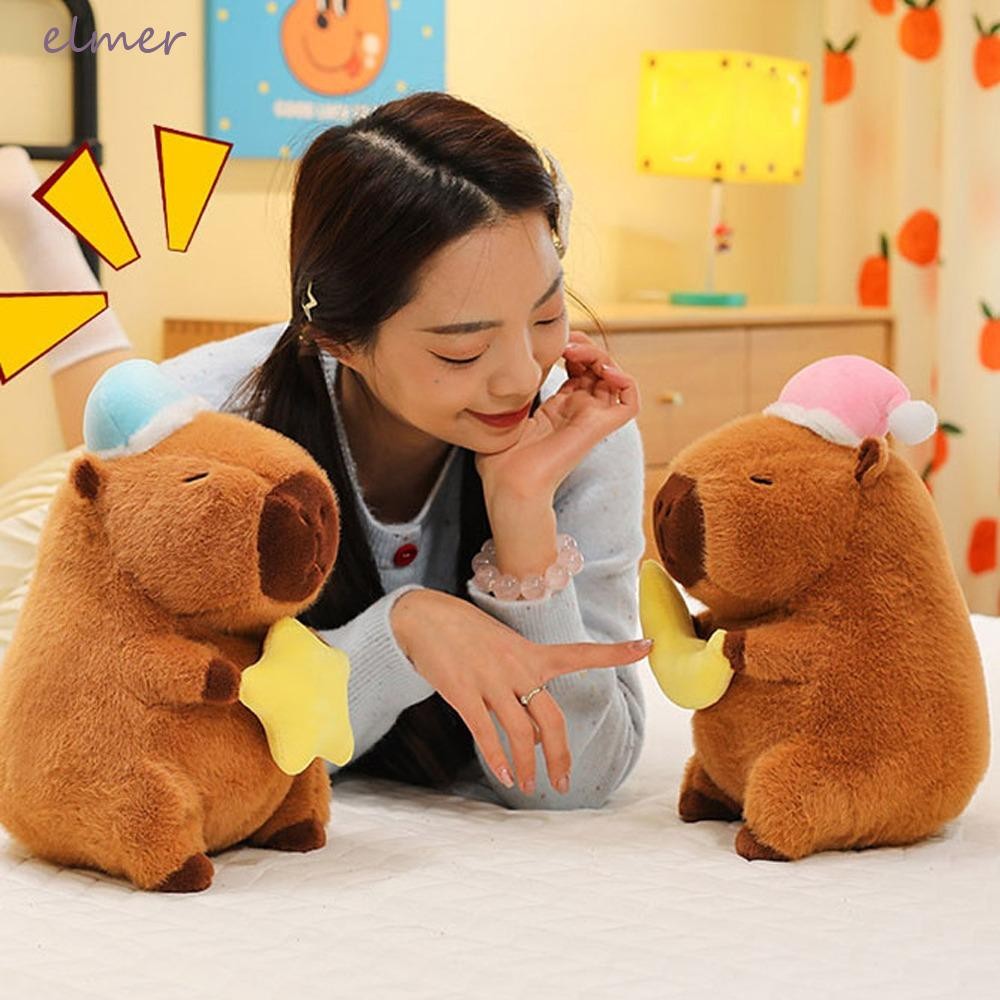 ELMER Goodnight Capybara ตุ๊กตา, Sleep หมวก Star Capybara ของเล่นตุ๊กตา ...
