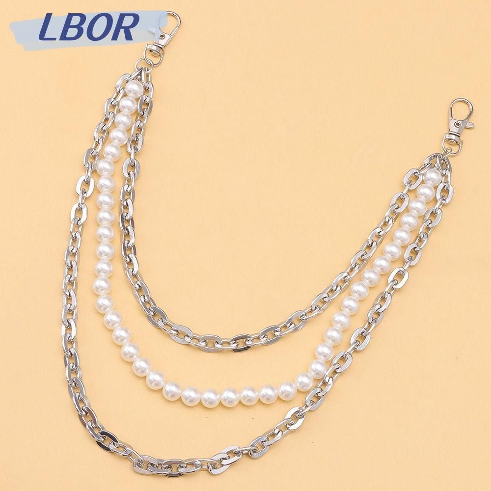 LBOR เข็มขัดโซ่, Punk Hip-hop Multilayer เอว Chain, Casual Pearl Metal ...