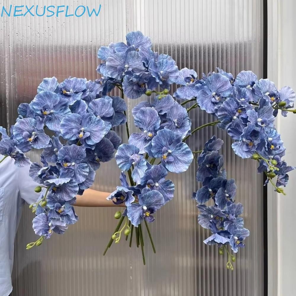 NEXUSFLOW กล้วยไม้ผีเสื้อประดิษฐ์, 98 ซม. 9 หัวดอกไม้ปลอม Phalaenopsis, พืชจําลองสัมผัสจริงผ้า ...