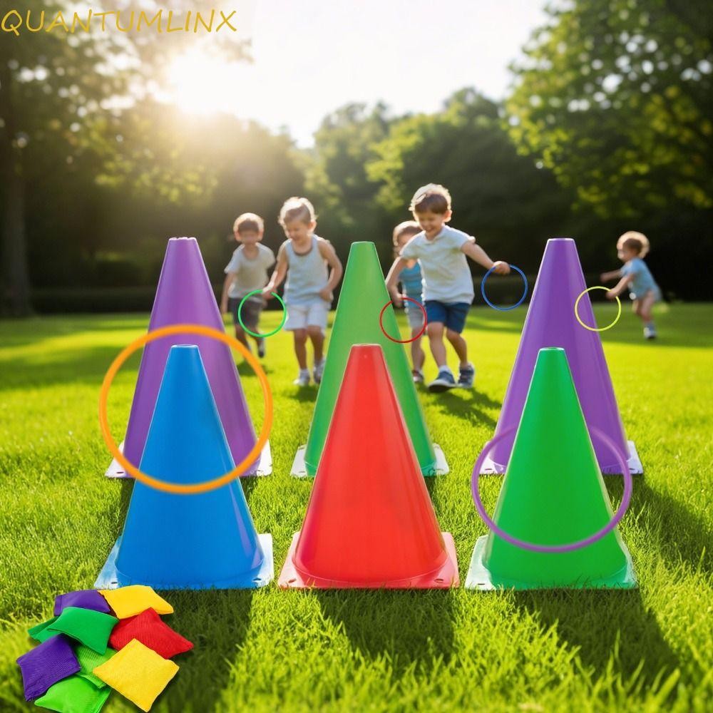 QUANTUML Rainbow Ice Cream Toss เกม,แหวนพลาสติก Rainbow Tower แหวนโยน ...