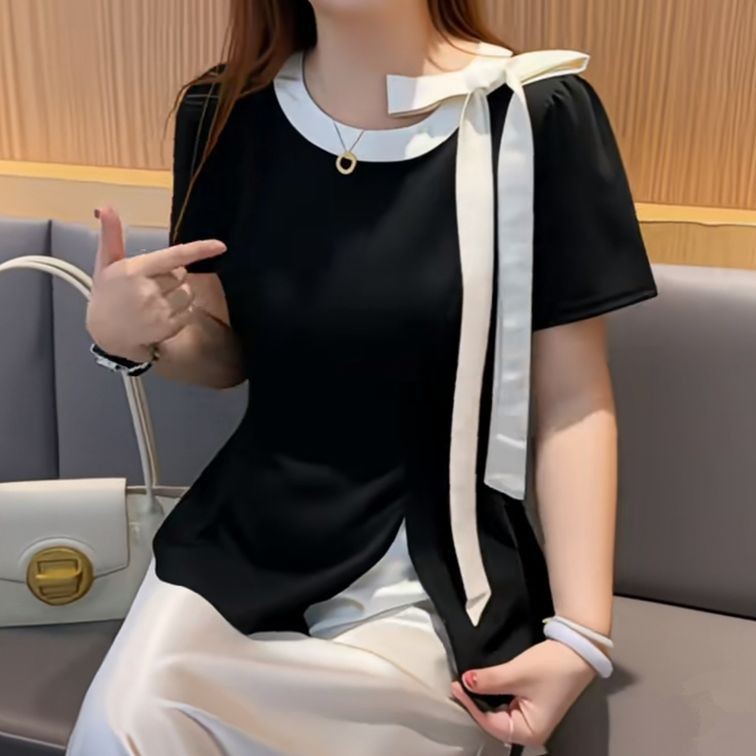 S ️Silas Shop ️ ฤดูร้อนแขนสั้นด้านบนผู้หญิงบวกขนาดเกาหลีพอดีหลวมสำหรับผู้หญิงสั้น | Shopee Thailand