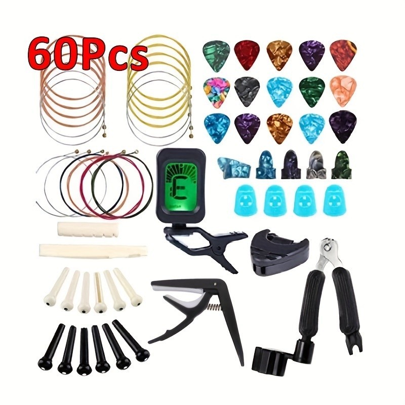 ชิ้นส่วนเปลี่ยนแบตเตอรี่เริ่มต้นกีตาร์ Restring Kit จูนเนอร์กีตาร์อเนก ...