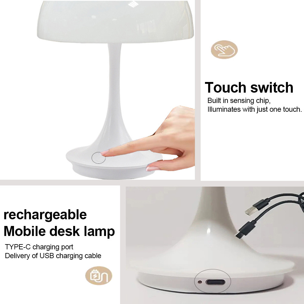 [explosion1.th] โคมไฟเห็ดสัมผัสไร้สาย 3 สีหรี่แสงได้ USB ชาร์จโคมไฟ LED ตกแต่งบ้าน | Shopee Thailand