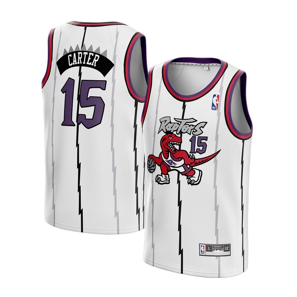 Jersey Vinscart Toronto Raptors 15 สีขาวสีขาวคลาสสิกพัดลมรุ่นบาสเกตบอล ...