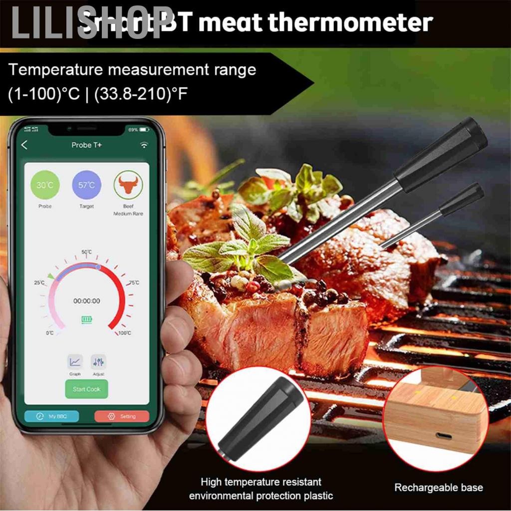 Lilishop Lilishop-th thermometer smart barbecue probe IPX7 พร้อมช่วง 50 ...