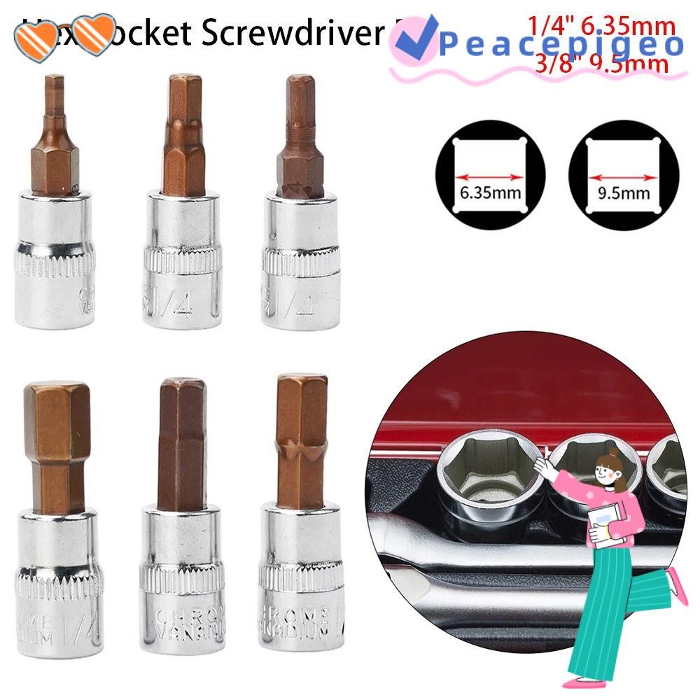 PEACEPIGEO 1 ชิ้น Hex ซ็อกเก็ตไขควงบิต, Spanner Driver บิต H3 H4 H5 H6 H7 H8 H10 สแควร์ไดรฟ์ซ็อก ...