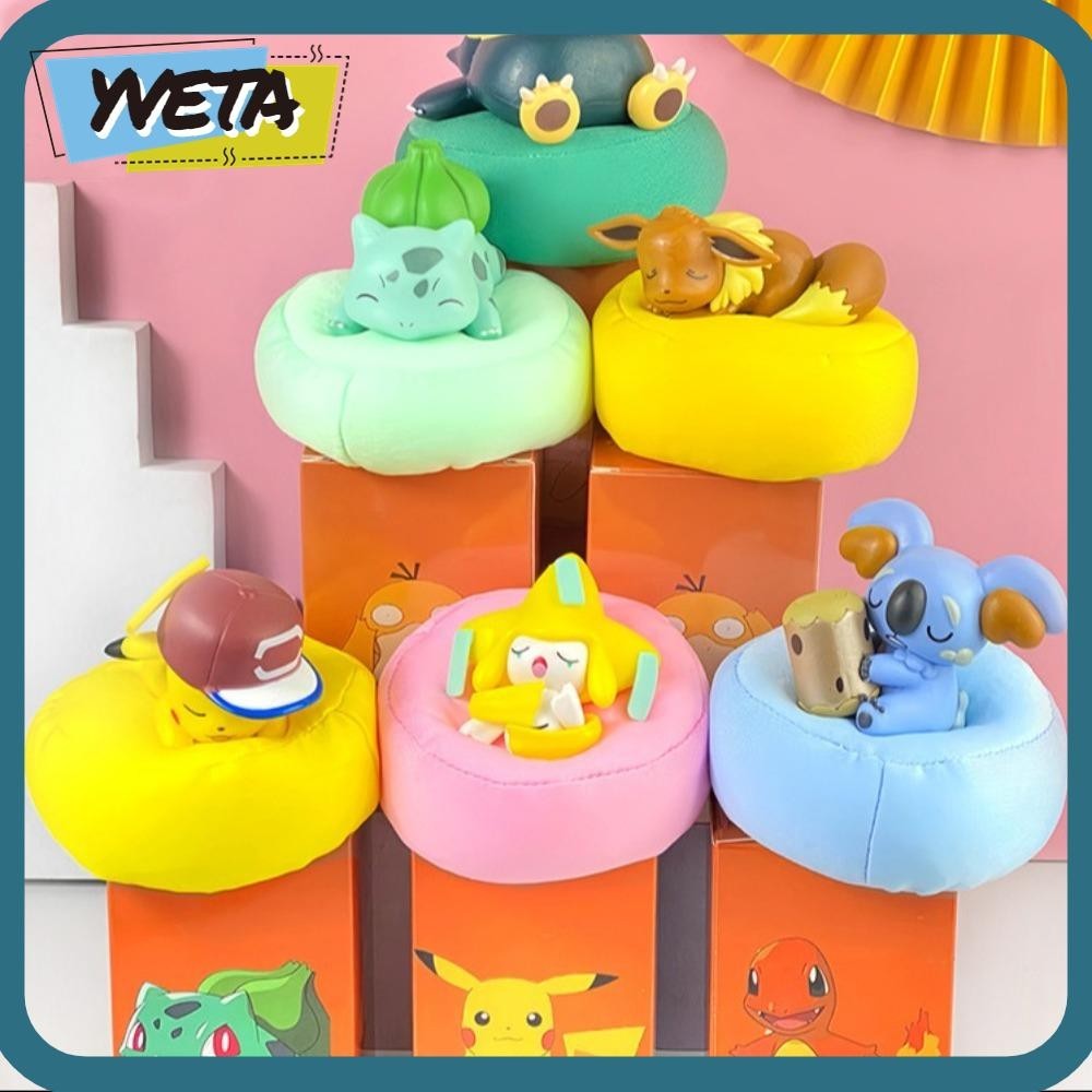 Yveta ตัวเลขการกระทํา, ตุ๊กตา PVC รุ่น Q, ภายในรถ 5-7 ซม. Pikachu Eevee Snorlax Mini Sleep หมอน ...