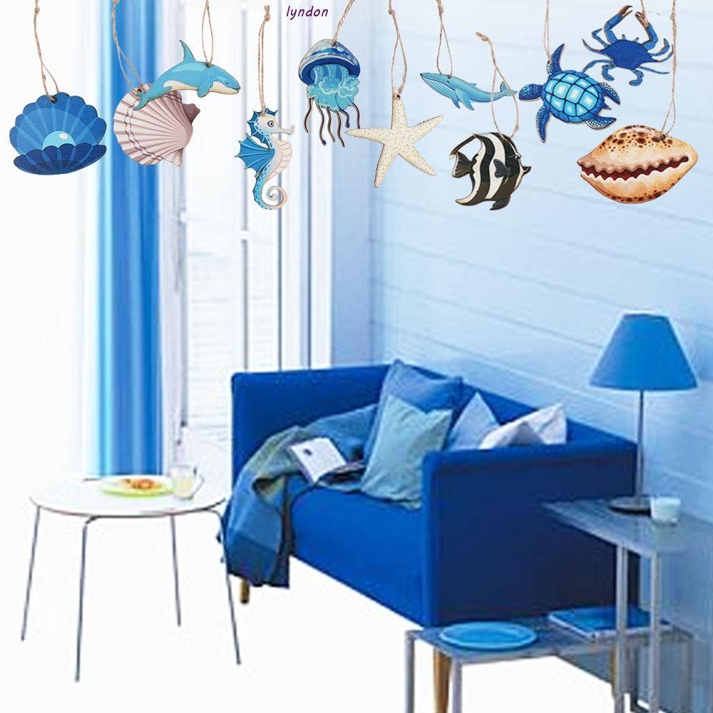 Lyndon 24pcs Ocean สัตว์แขวนเครื่องประดับ,ไม้ปลาดาวเปลือกหอย Ocean ...