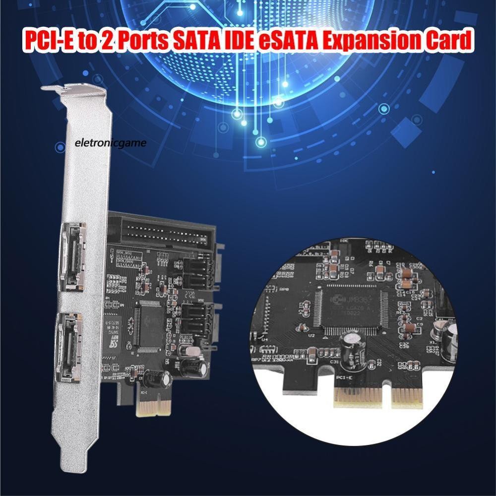 การ์ดขยาย PCI Express PCI-E PCIe ถึง 2 การ์ดอะแดปเตอร์ eSATA SATA IDE ...