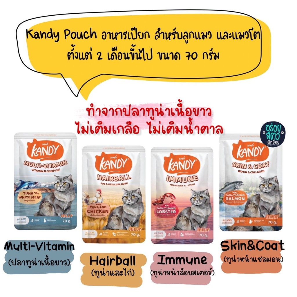 Kandy อาหารเปียกแมว สำหรับลูกแมว และแมวโต ตั้งแต่ 2 เดือนขึ้นไป ขนาด 70 ...