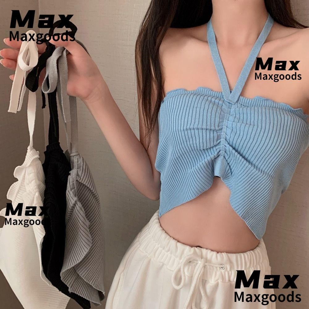 Maxg เสื้อกล้าม Strappy, 35-60KG Sensually Innocent Look Hottie Sling, Y2K แขวนคอ Bare Back ถัก ...