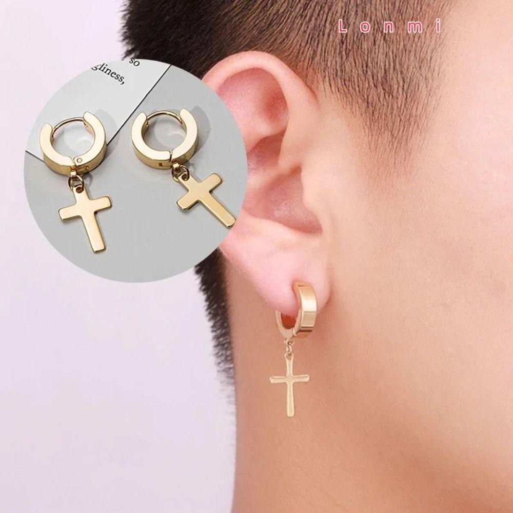Lonmi 2PCS Cross Piercing ต่างหู Dangle, เครื่องประดับอุปกรณ์เสริม Hoop ...