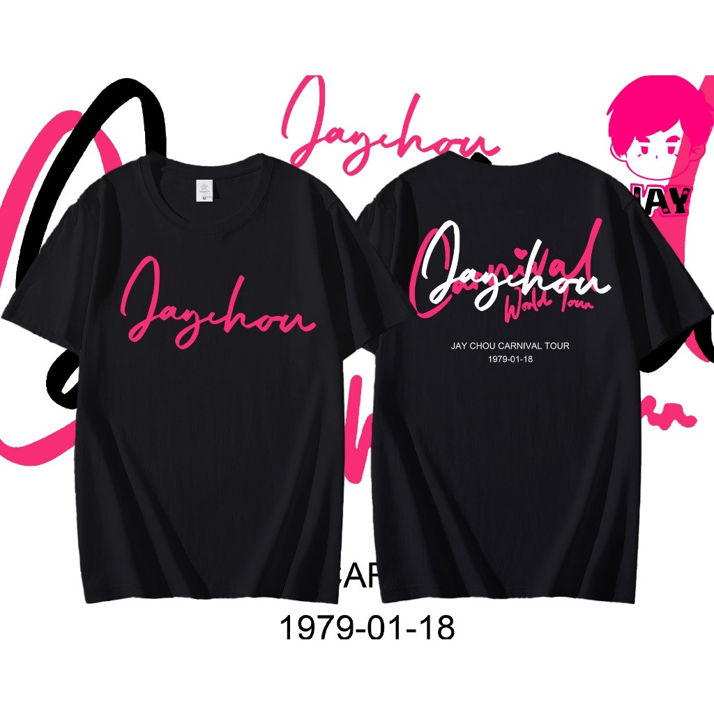Jay Zhou Concert เสื้อยืดแขนสั้นผ้าฝ้าย 100% สำหรับผู้ชายและผู้หญิงขนาด ...