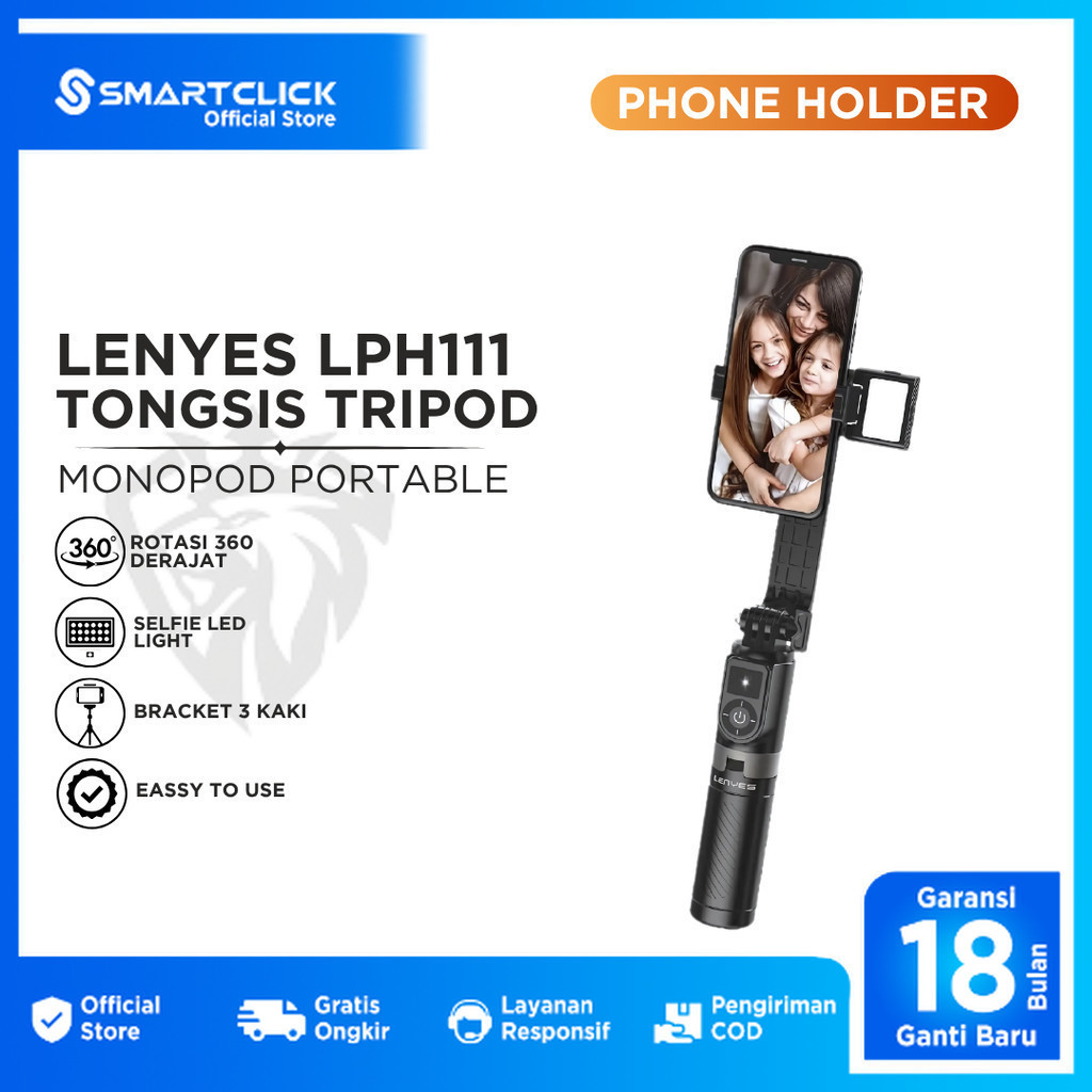 LENYES LPH111 Mini Tongsis ขาตั้งกล้อง Selfie Stick กล้อง HP พร้อมรีโมท ...