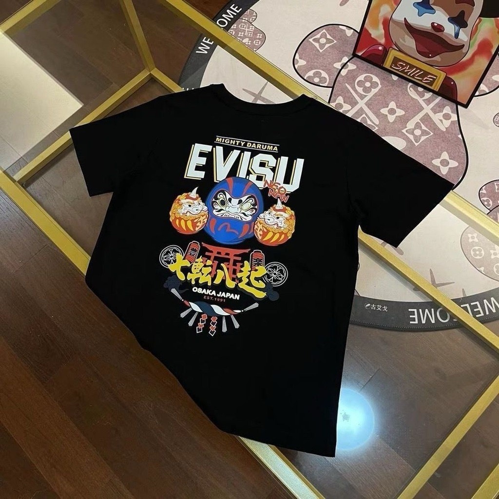 Evisu สไตล์ใหม่ฤดูร้อน EV Shrine Partner Dharma Letter พิมพ์ลําลองหลวม ...