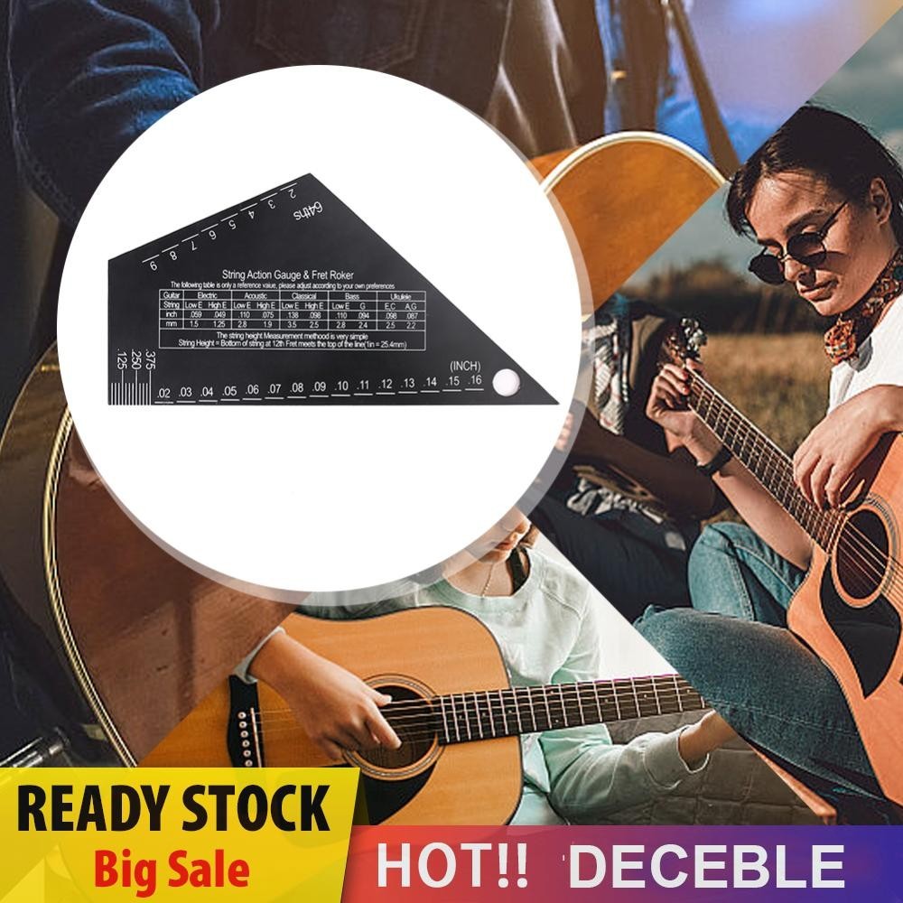 เกจวัดความสูงของสายสแตนเลส Fret Rocker สําหรับกีตาร์เบสคอ Fingerboard ...