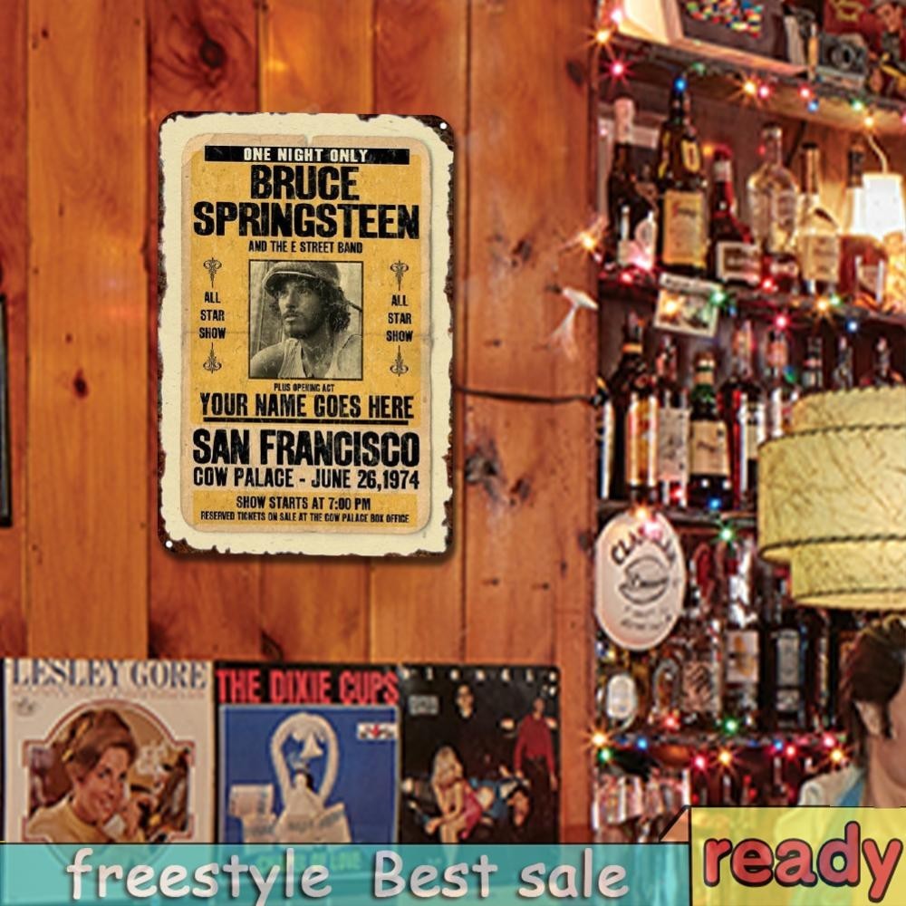 Vintage Metal Plate Bruce Springsteen ภาพวาดเหล็กสี่เหลี่ยม ...
